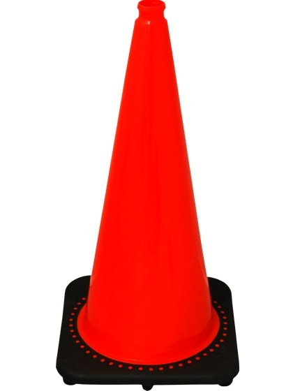 12 Cones Traffic Cones 28 inch Safety Cones with Black Weighted Base ...
