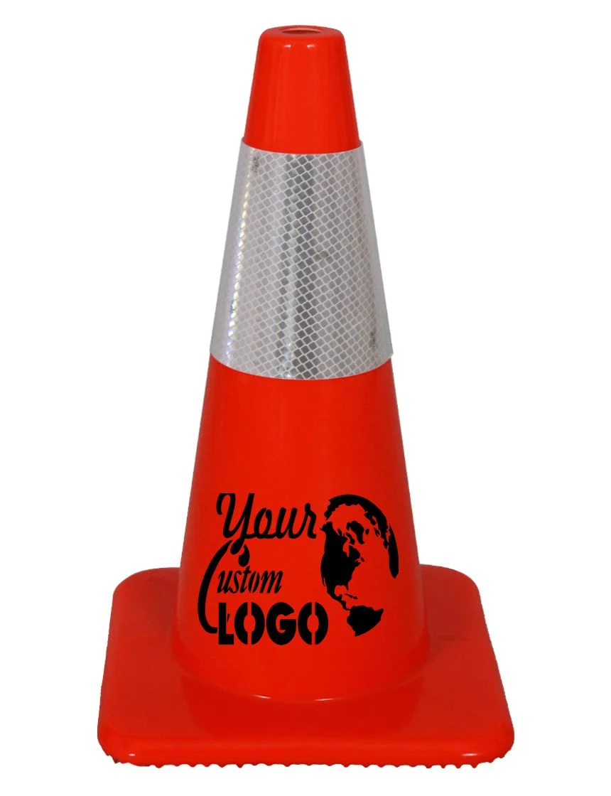 18 inch Orange Plastic Traffic Cones | C18RC6-CONE LOGO | TrafficCones.com