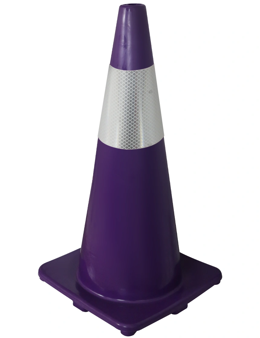 solid purple 28 inch 5 lbs economy cone with 6 inch reflective collar ...