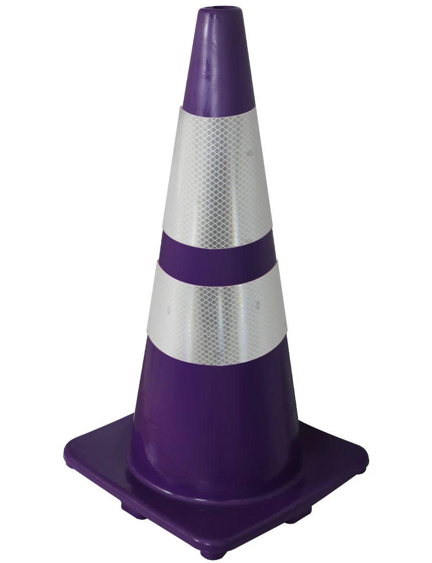 Solid Purple 28" traffic cone, 6 & 4" Reflective, Stencil | CEP28RC64 ...