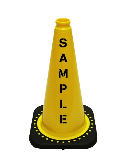yellow 18 inch black base cone with custom stencil | CRY18S ...