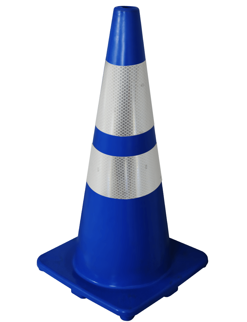 solid blue 28 inch 5 lbs economy cone with 6 & 4 inch reflective ...