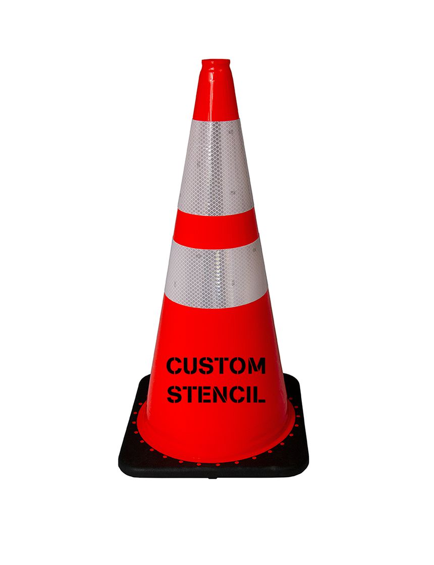 orange 28 inch 5.5 lbs black base cone 6 inch 4 inch reflective collars ...