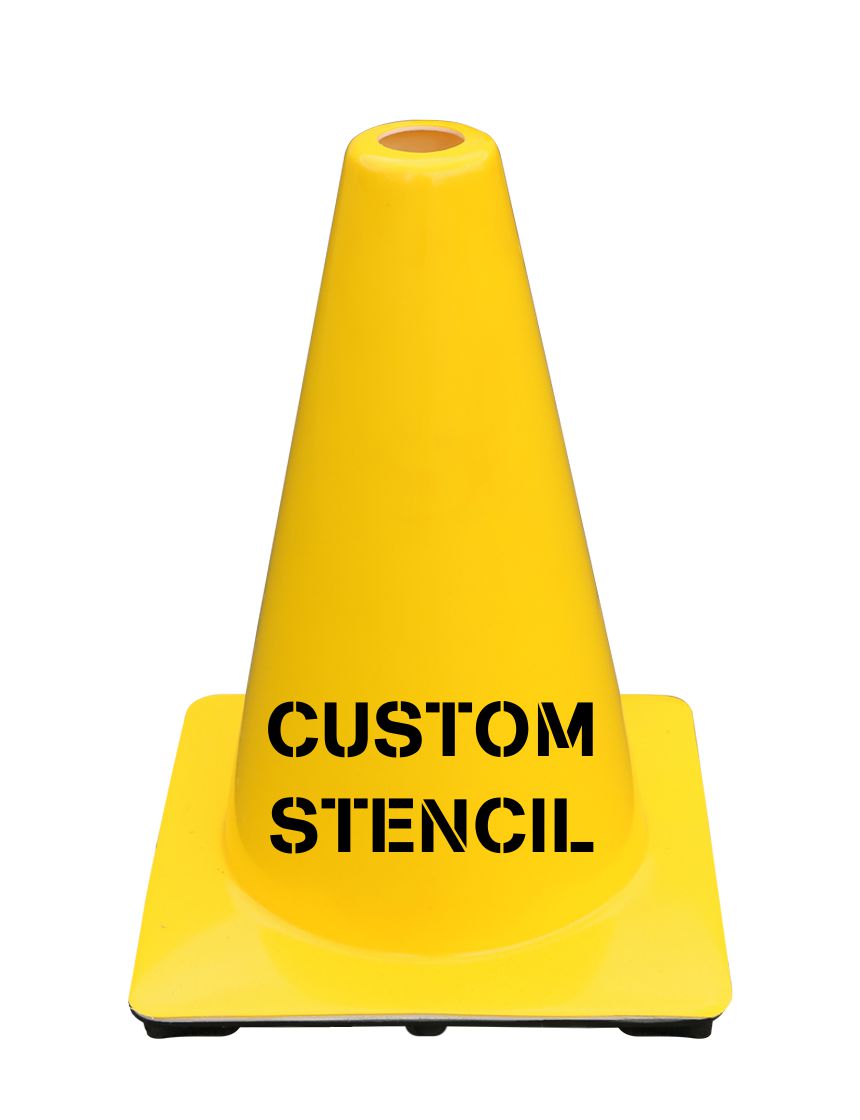 yellow 12 inch flow molded cone with custom stencil | CY12S ...