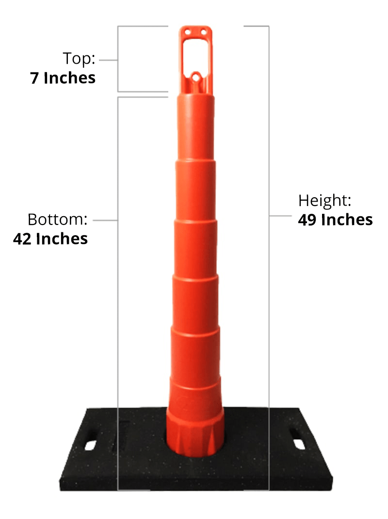 42 inch channelizer cone with 30 lb recycled rubber base with custom ...