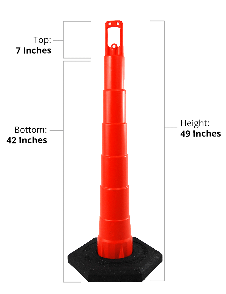 42 inch channelizer cone with 16 lb recycled rubber base with custom ...