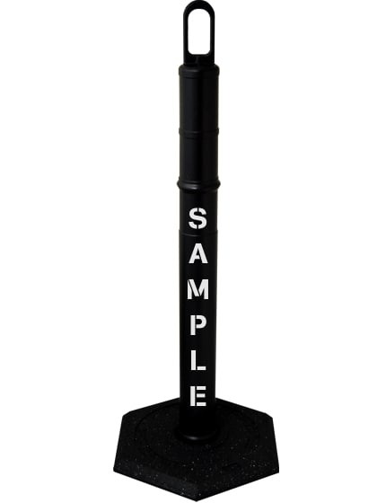 42 inch black looper tube with 8 lb base with custom stencil | TL42B-8 ...
