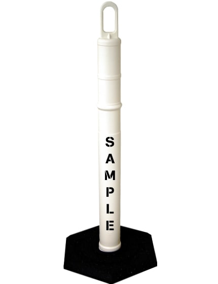 42 inch white looper tube with 18 lb base with custom stencil | TL42W ...