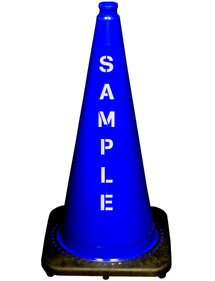 blue 28 inch 7 lbs black base cone with custom stencil | CRB28SS ...