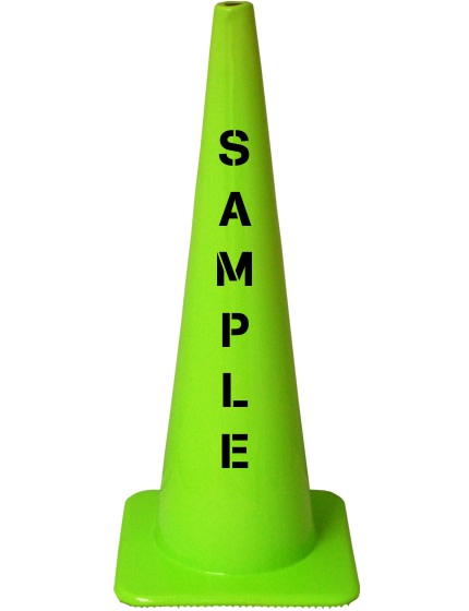 lime 36 inch cone with custom stencil | CL36SS | TrafficCones.com