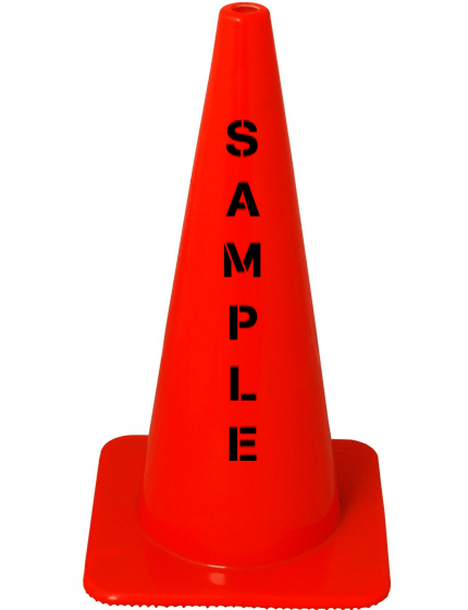 orange 28 inch 10 lbs flow molded traffic cone w custom stencil ...