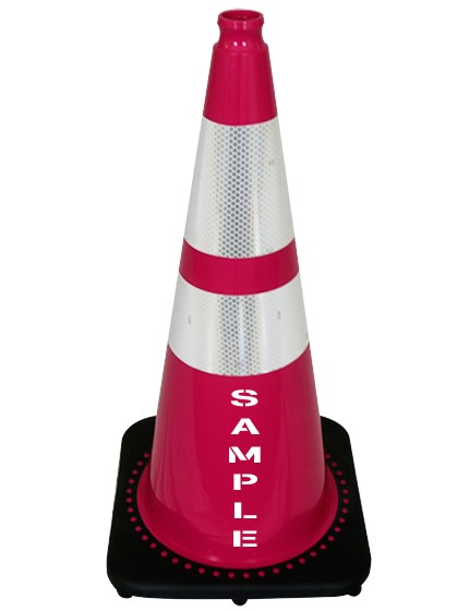 pink 28 inch 7 lbs black base cone 6 inch 4 inch reflective collars and ...