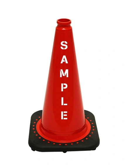 red 18 inch black base cone with custom stencil | CRR18S | TrafficCones.com