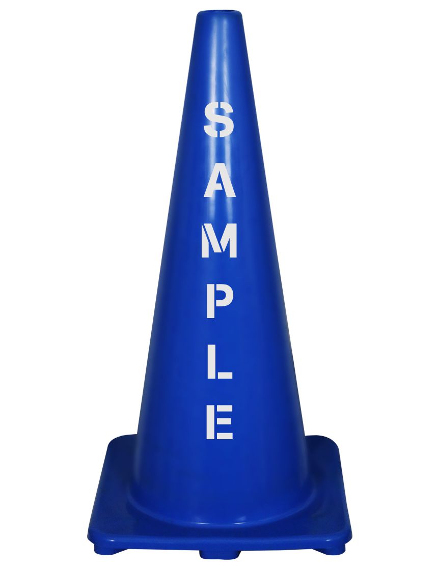 solid blue 28 inch 5 lbs economy cone with custom stencil | CEB28S ...
