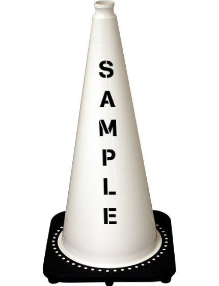 white 28 inch 7 lbs black base cone with custom stencil | CRW28SS ...
